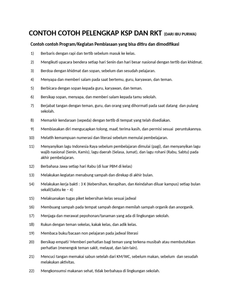 Contoh Contoh Pelengkap KSP Dan RKT (Dari Ibu Purwa) Yang Bisa Di ...