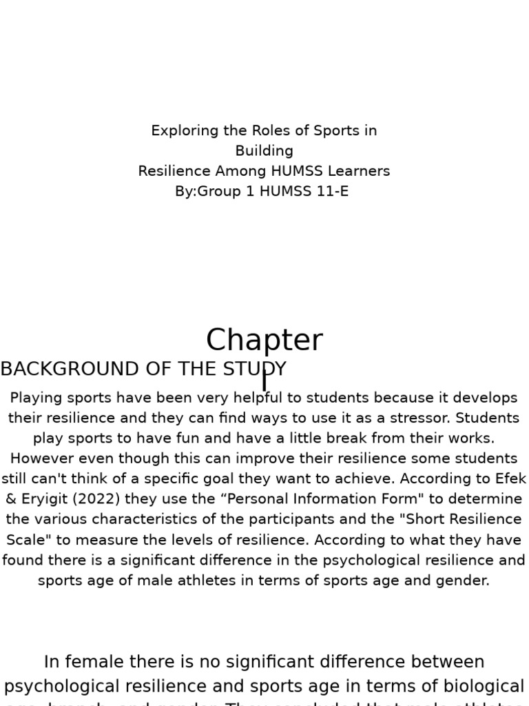Exploring The Roles of Sports in Building Resilience Among HUMSS ...