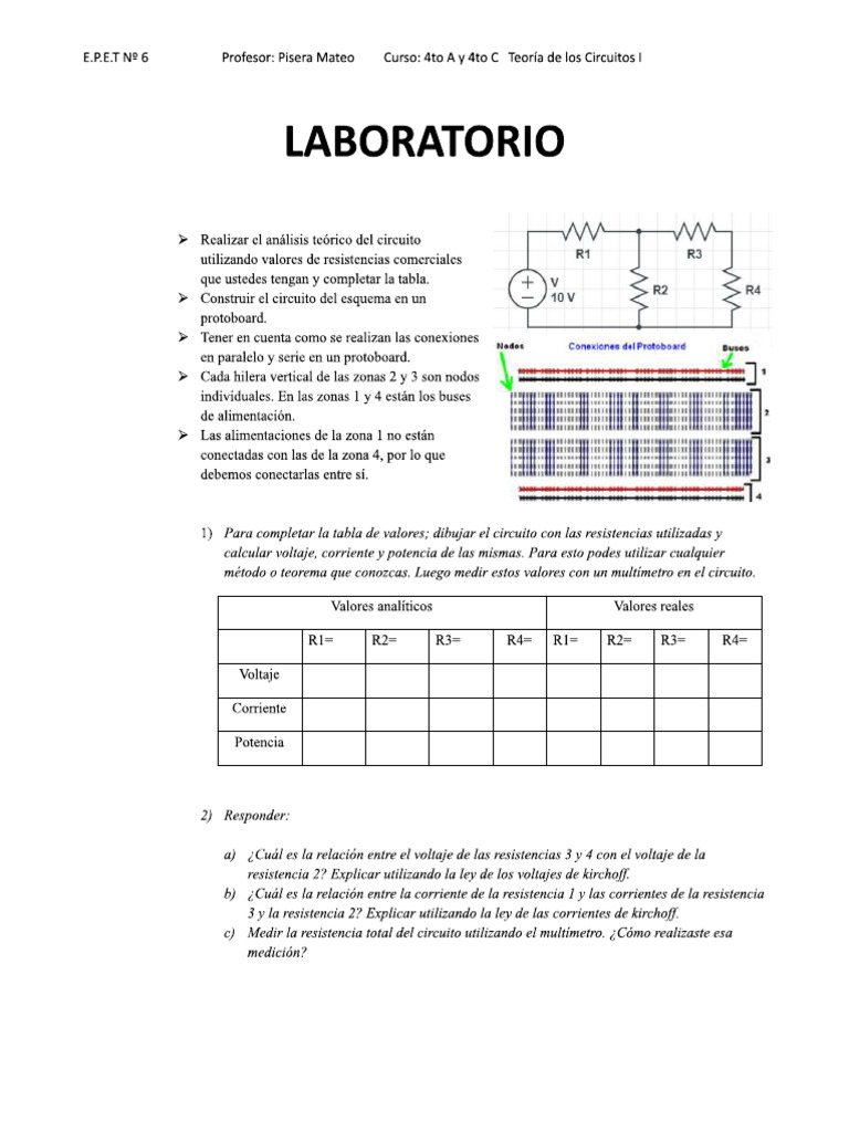 Laboratorio N - 1 2024 Teor-A de Los Circuitos | PDF