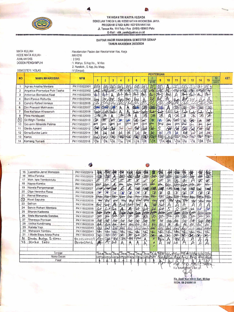 Absen &jurnal K3-1 | PDF