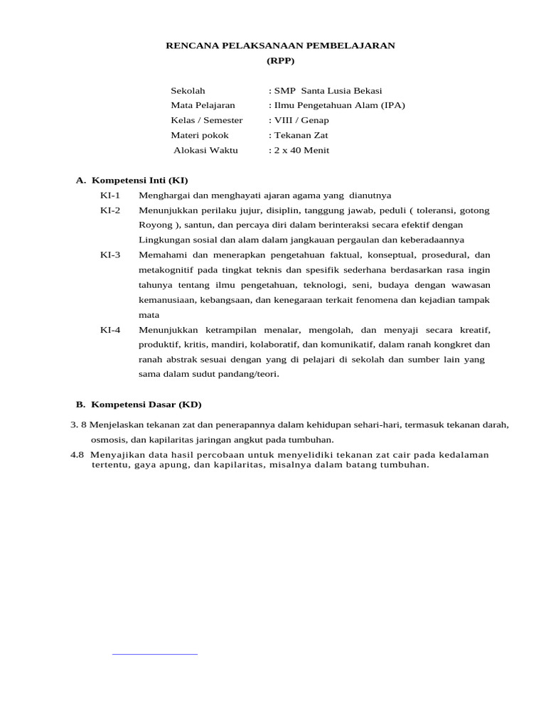 RPP Tekanan Zat | PDF