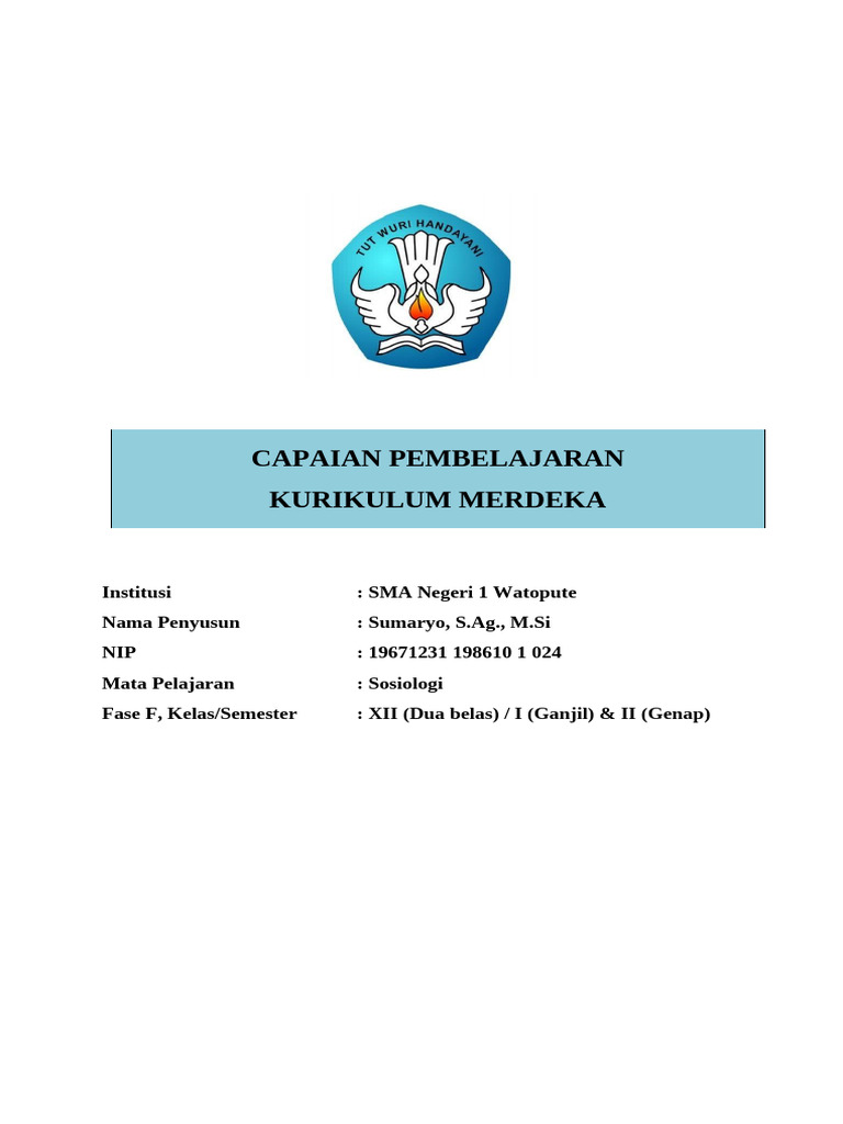 Capaian Pembelajaran Kurikulum Merdeka | PDF