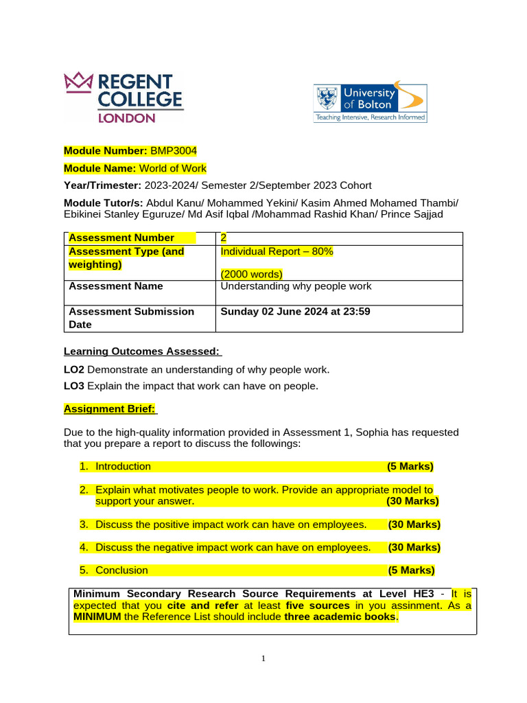 BMP3004 Assignment Brief | PDF | Knowledge | Theory