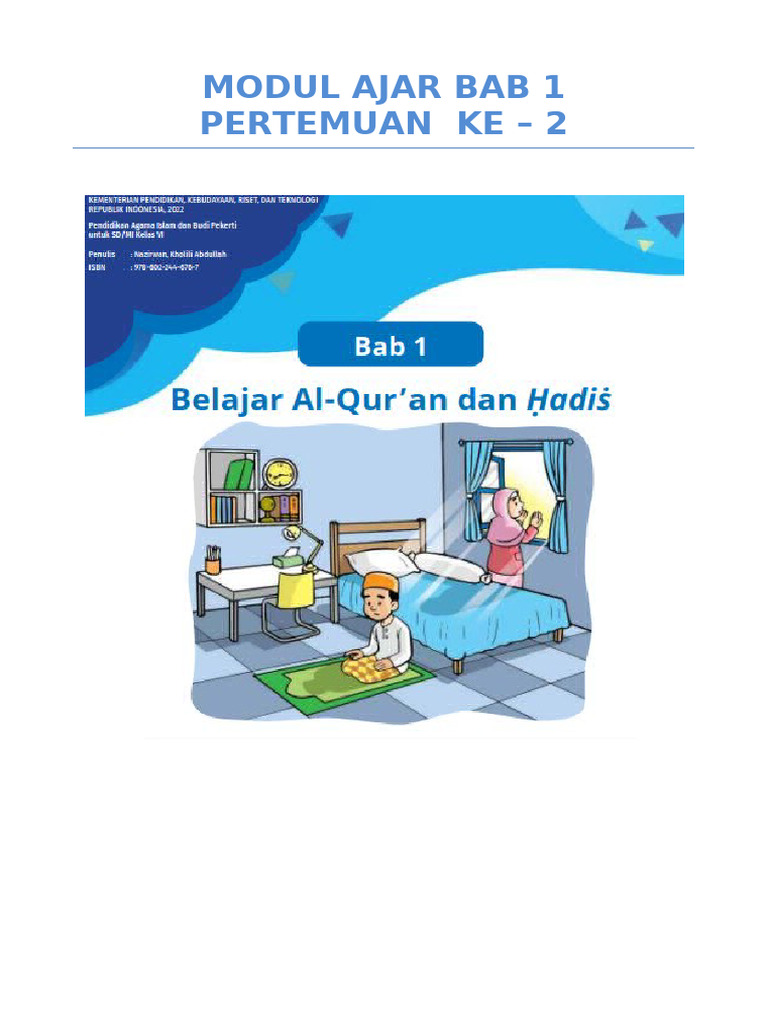 PAI 6 Modul Ajar Bab 1 PERTEMUAN 2 | PDF