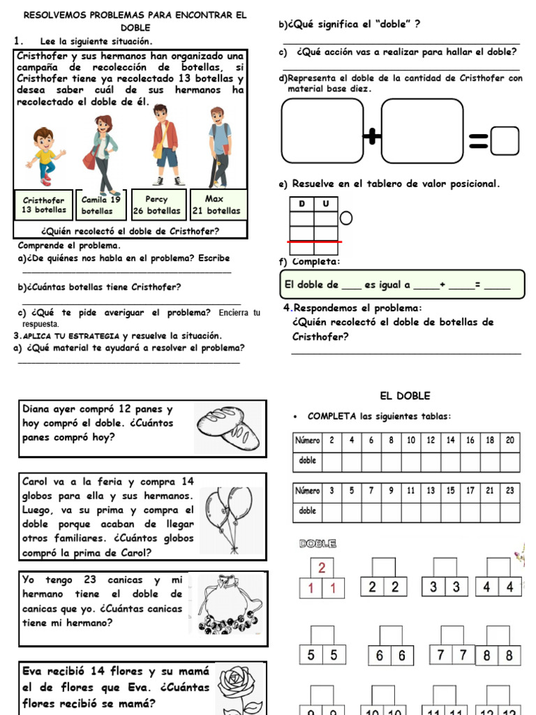 Ficha MAT Problemas de Doble | PDF
