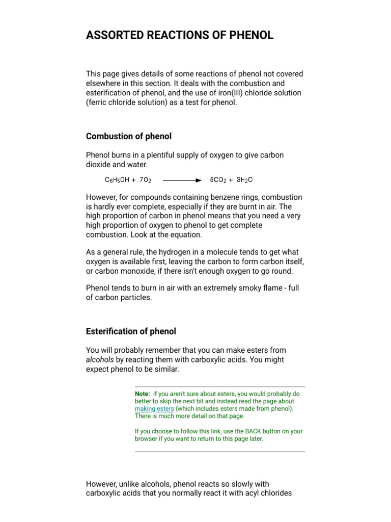 Some More Reactions of Phenol | PDF