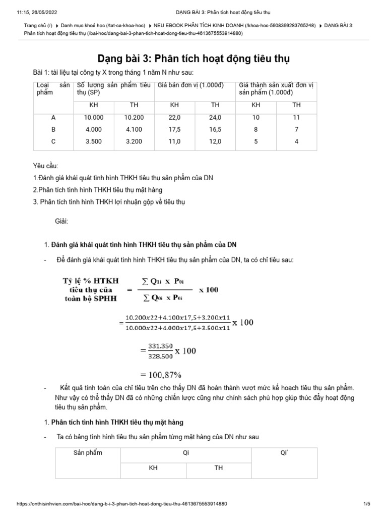 D NG BÀI 3 - Phân Tích Ho T Đ NG Tiêu TH | PDF