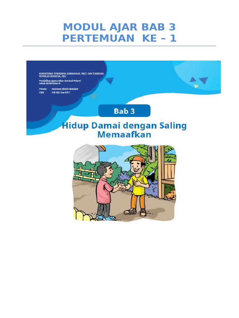 PAI 6 Modul Ajar Bab 3 PERTEMUAN 1 | PDF