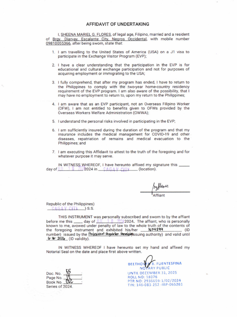 Affidavit of Undertaking | PDF