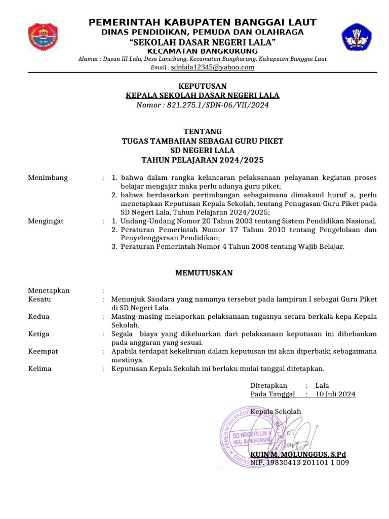 SK Piket T.P. 2024-2025 | PDF