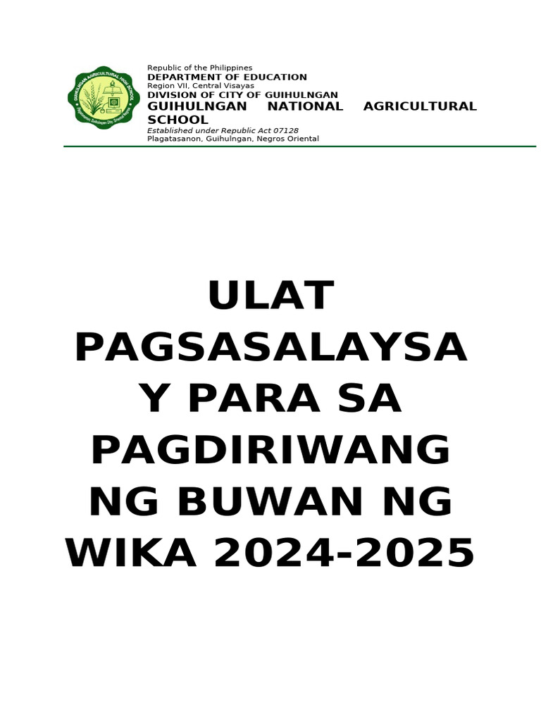 Buwan ng Wika 2024-2025: Tema at Gawain | PDF | Language Varieties And ...