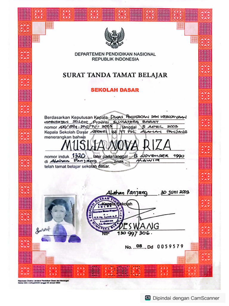 Ijazah SD Riza | PDF