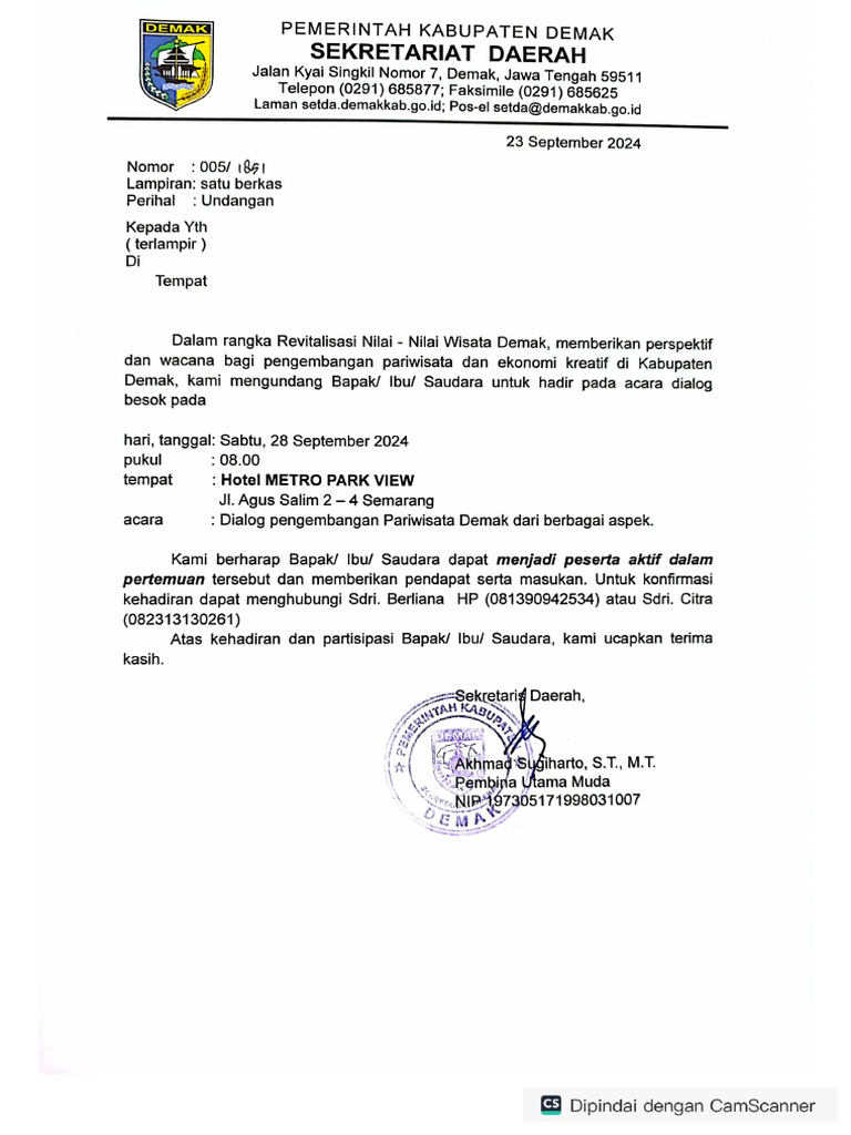 Undangan Dialog Pariwisata | PDF