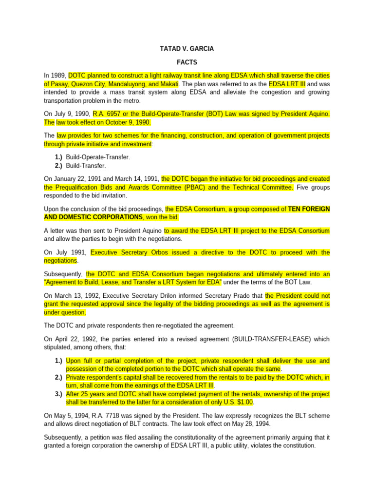Tatad v. Garcia Digest | PDF