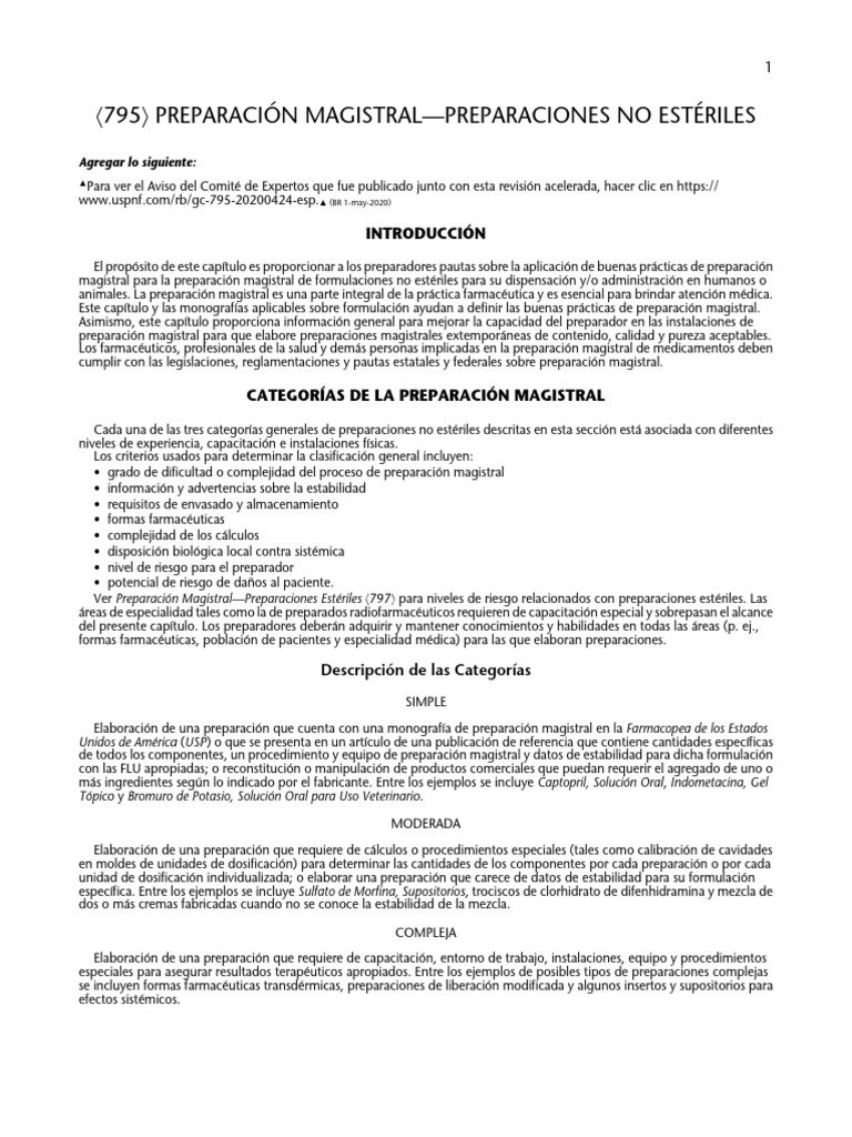 Usp - 795 - Preparados No Esteriles | PDF