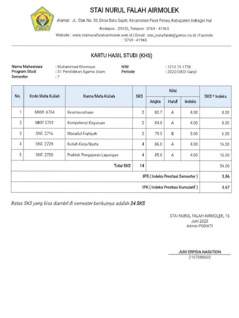 Khs Semester 7 | PDF