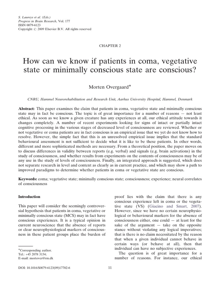How Can We Know If Patients in Coma, Vegetative State or Minimally ...