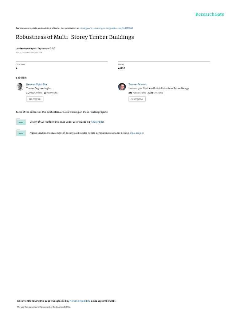 Bita 2017 - Robusteness of Multi-Storey Timber Buildings Brock Commons ...