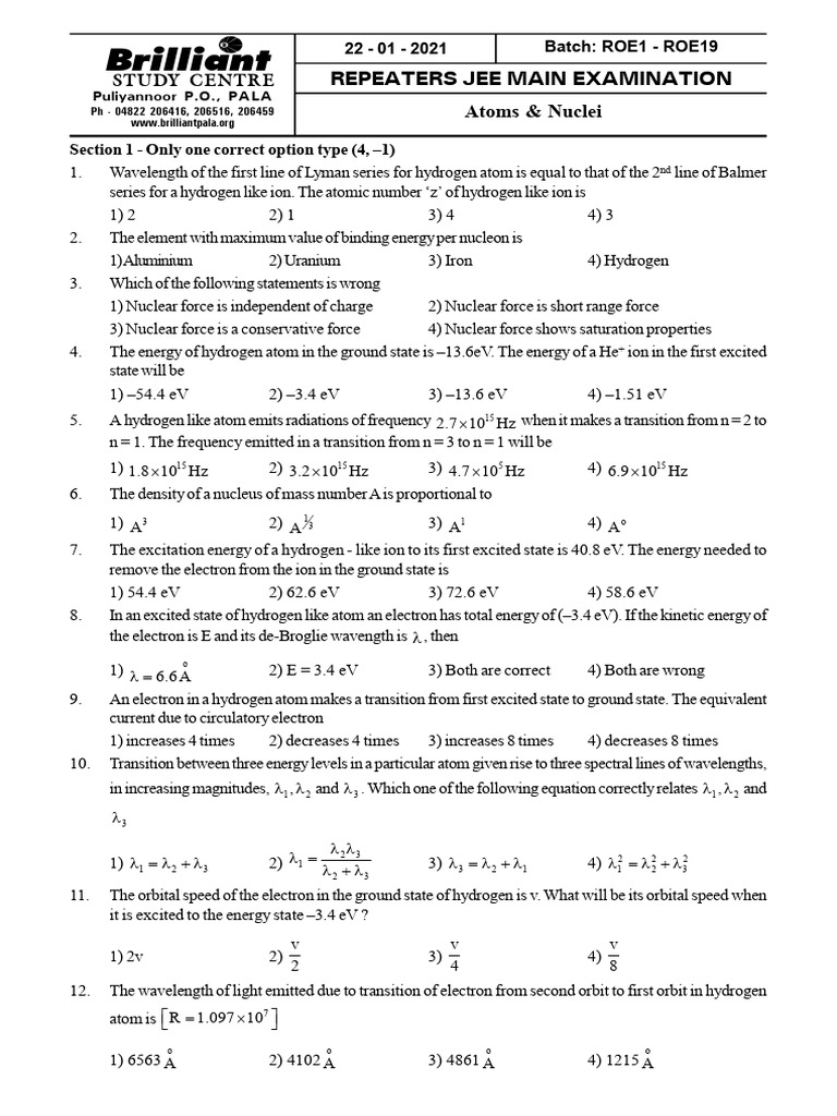Jee Practice Questions 7 | PDF