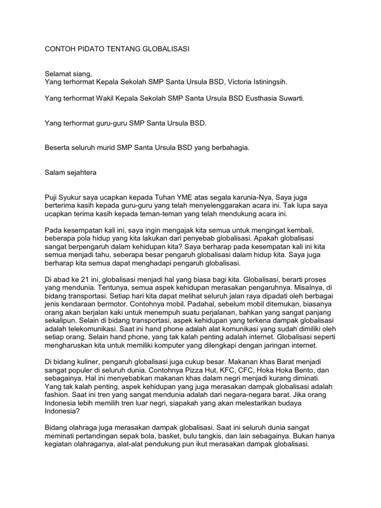 CONTOH PIDATO Bindo | PDF