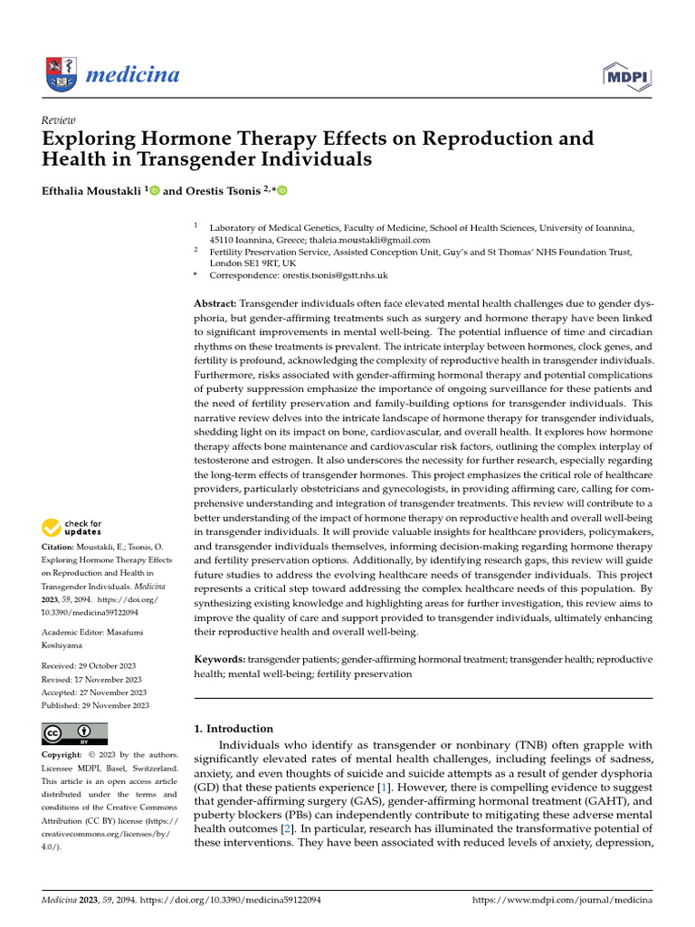 Exploring Hormone Therapy Effects On Reproduction and Health in ...