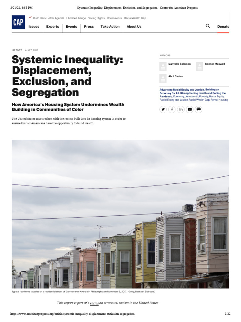 Systemic Inequality - Displacement, Exclusion, and Segregation - Center ...