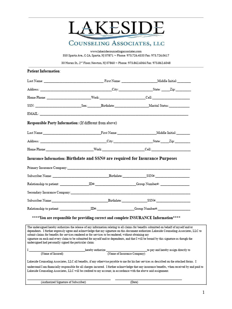 Intake Paperwork | PDF