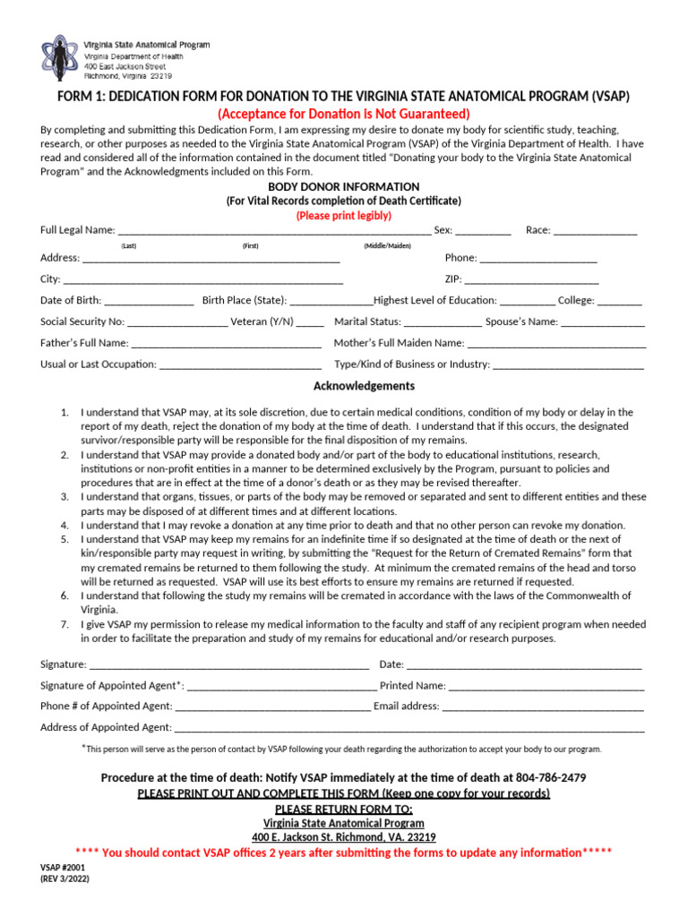 Dedication Form Designee Form | PDF