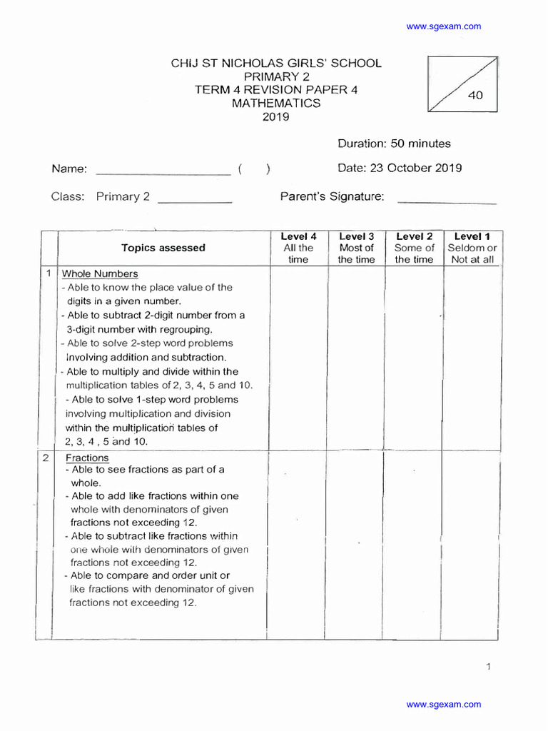 2019-P2-Math-Term 4 Review-CHIJ | PDF