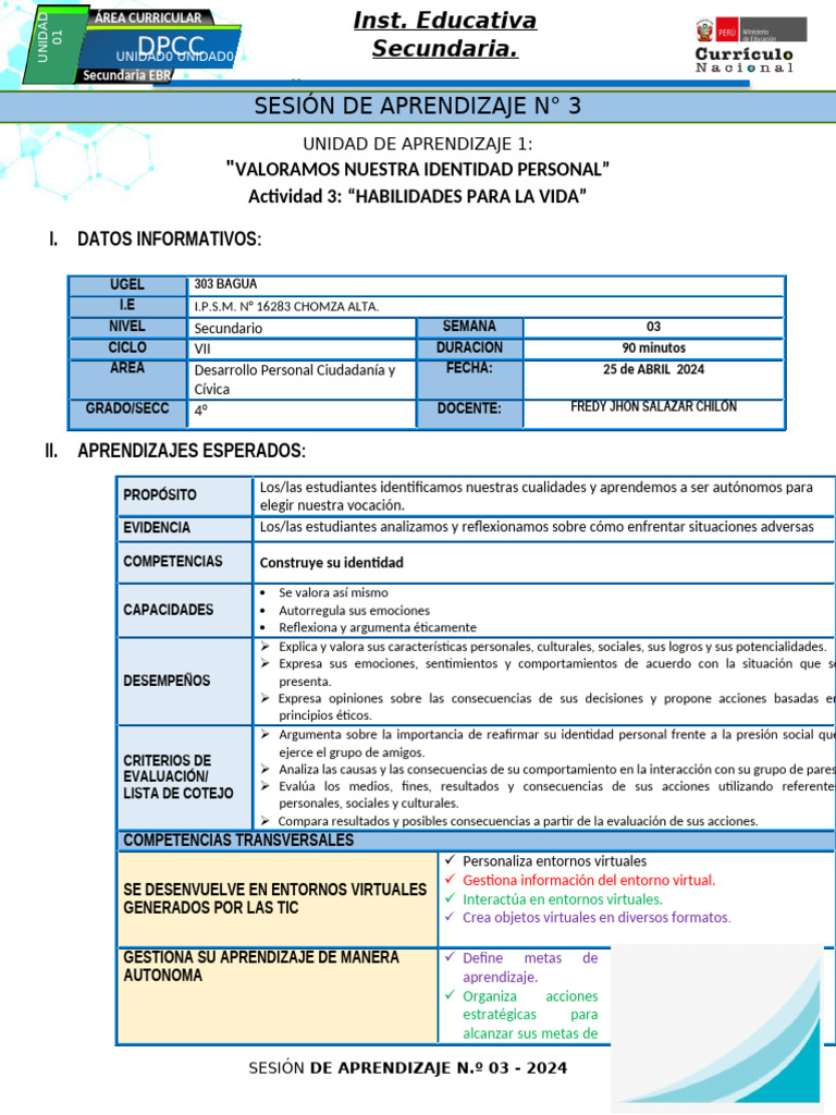 4º DPCC Ses Act.3 Uni 1 - 2024 | PDF