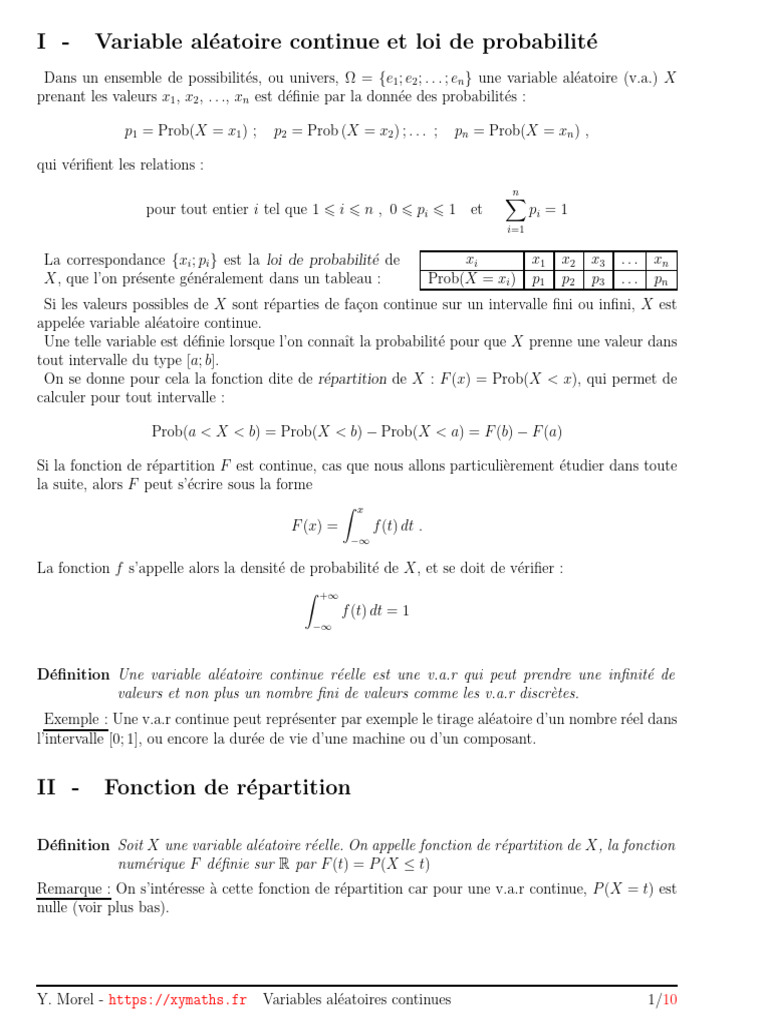Cours Variables Aleatoires Continues | PDF