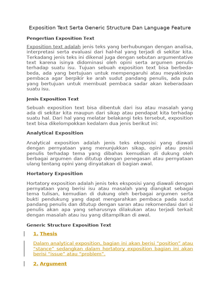 Exposition Text Serta Generic Structure Dan Language Feature | PDF