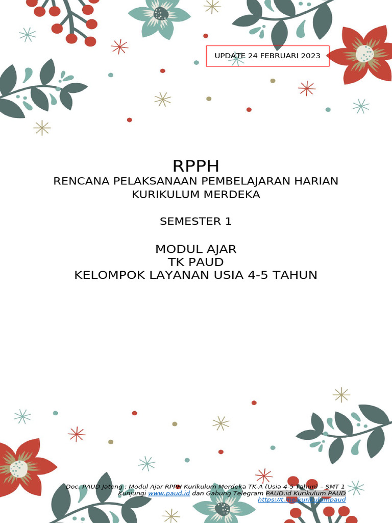 Kumer - RPPH - TK A - 4&5 Tahun - Smt1 | PDF