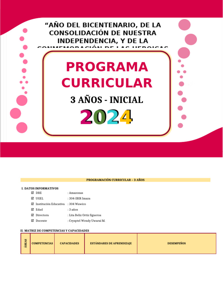 3 Años - Programa Curricular 2024 | PDF