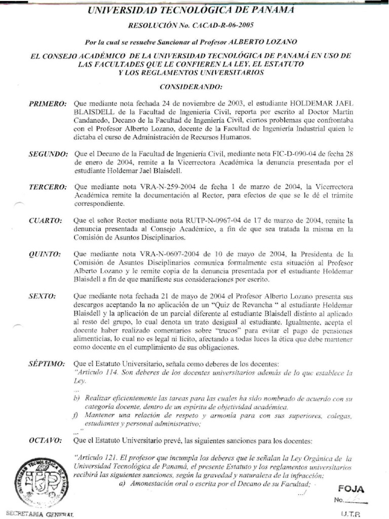 Resolucion CACAD 06 2005-16-9-05 | PDF