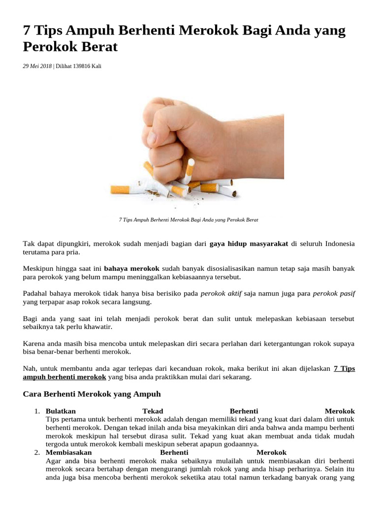 Cara Stop Merokok | PDF | Estilo de vida
