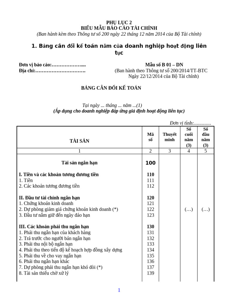 Mẫu BCTC | PDF