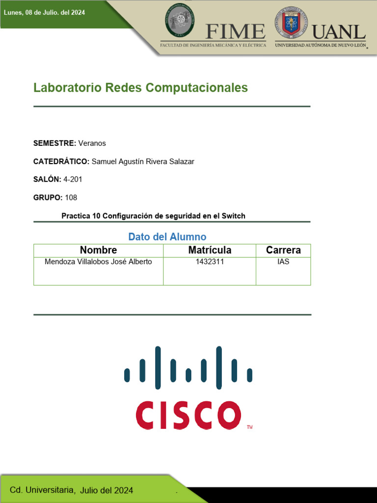 Practica 10 11 6 1 Packet Tracer Switch Security Configuration Es Xl Pdf