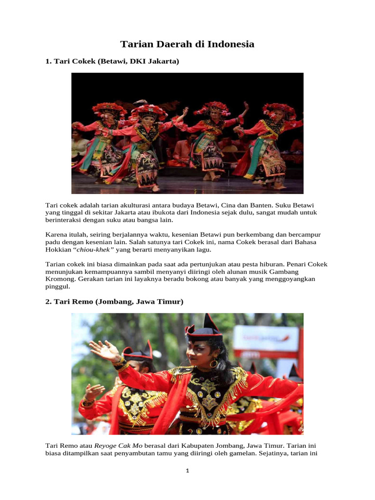 Tarian Daerah Di Indonesia | PDF