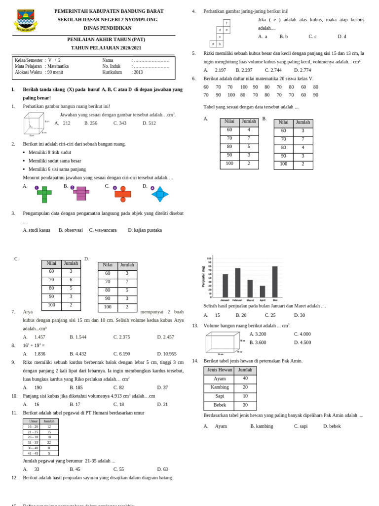 4.5. Master Soal Pat Matematika Semester 2 - Kelas 5 | PDF