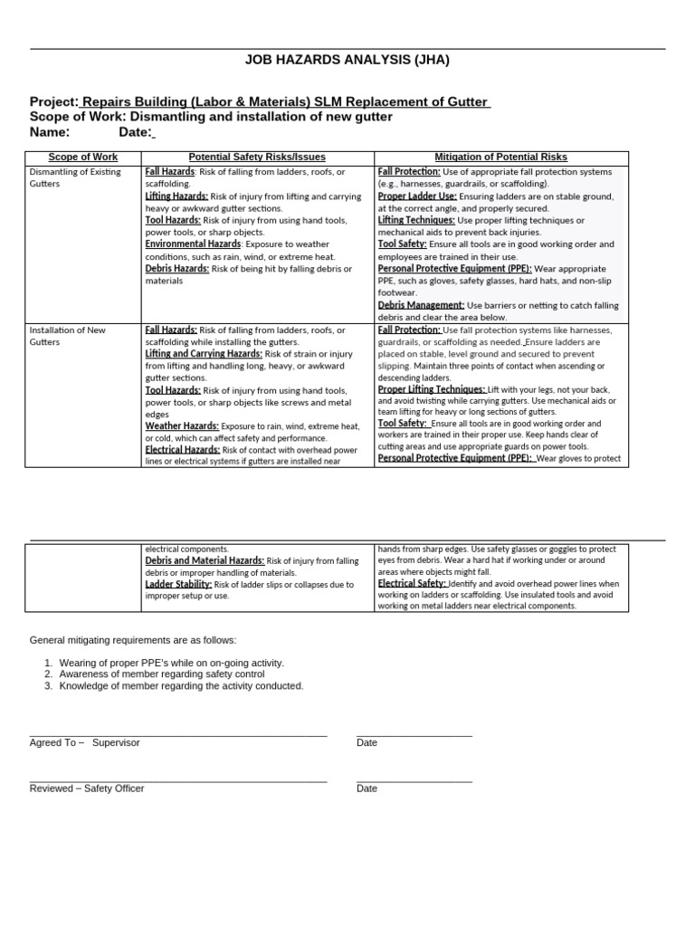 JHA Job Hazard Analysis | PDF