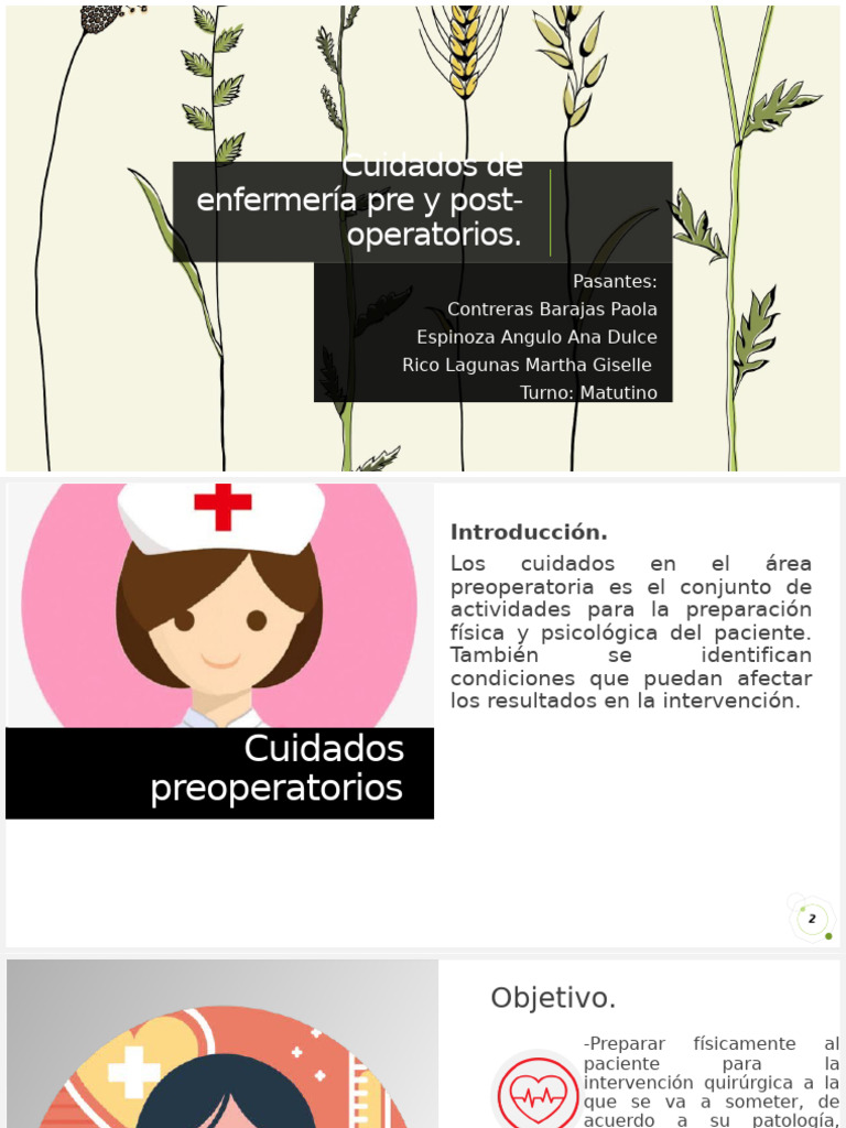 Cuidados de Enfermería Pre y Post Operatorios La Nueva | PDF