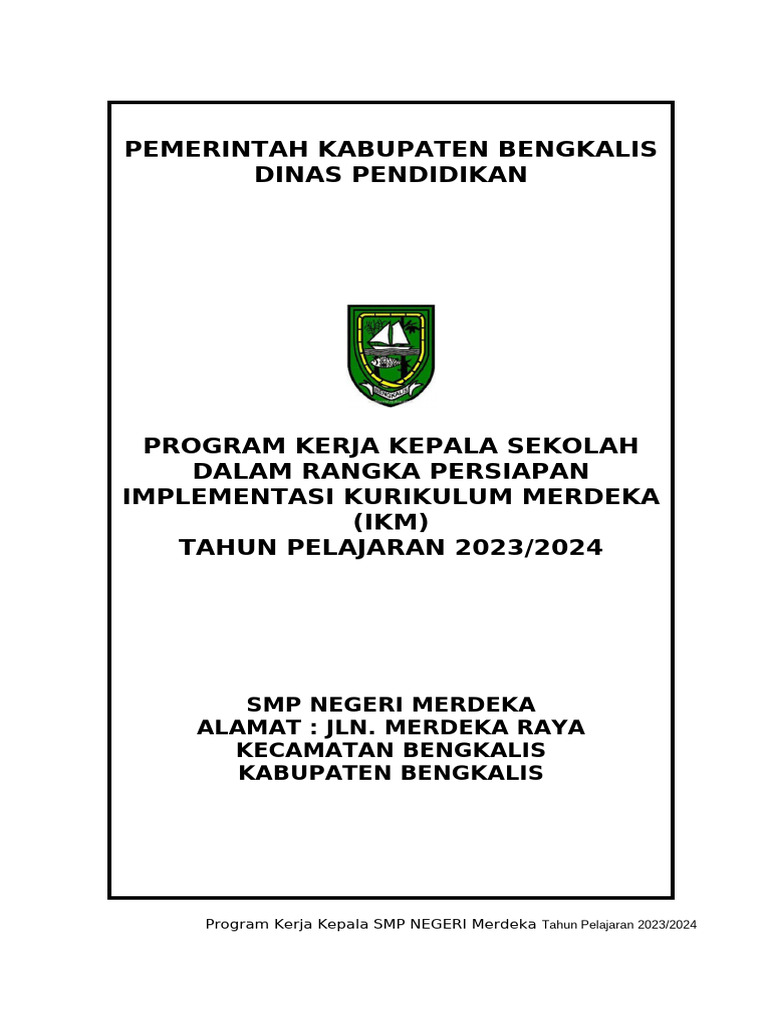 Program Kerja Kepsek 2023-2024 | PDF