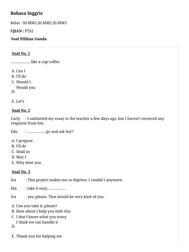 Pts Genap English XI | PDF