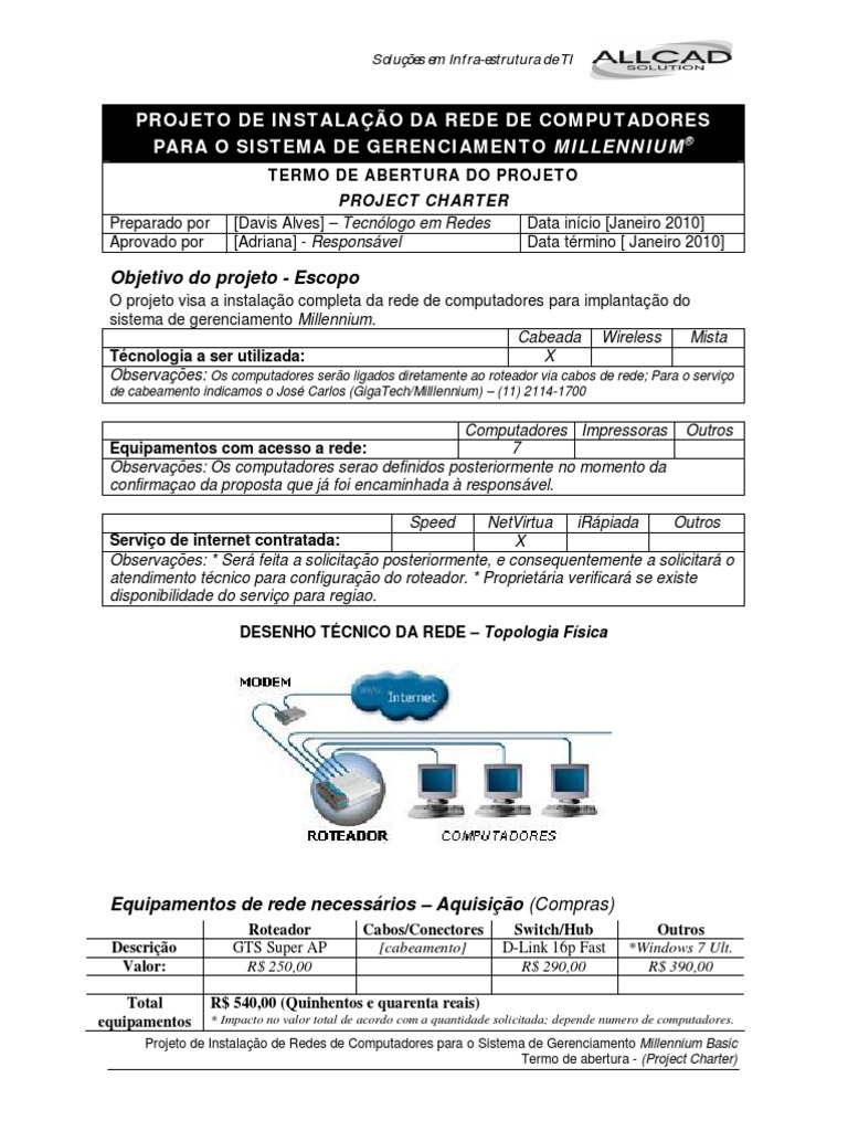 Projeto de Rede - Cabeada (AF RODRIGUES | PDF | Topologia de rede ...