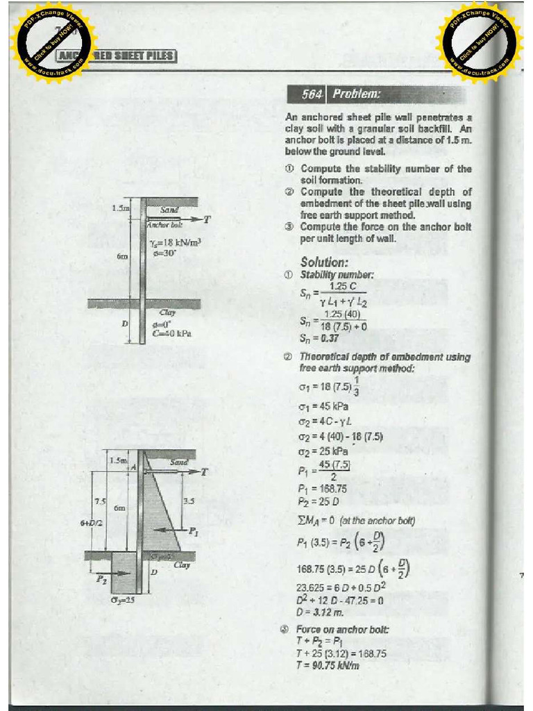 Sheet Piles Problems Besavilla | PDF