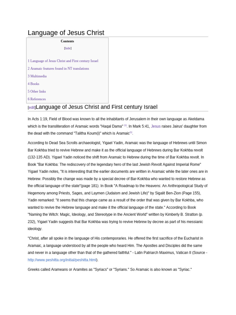 Language of Jesus Christ | PDF