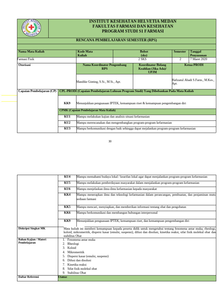RPS Farmasi Fisik D3 2019-20 FIX | PDF