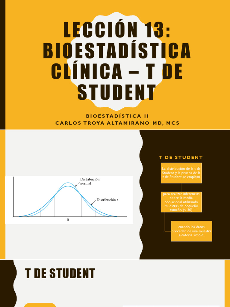 Lección 13 T de Student - DR Carlos Troya | PDF