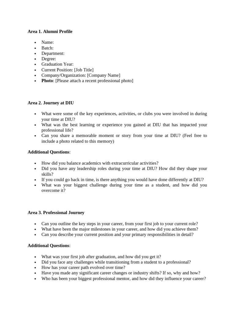 Questions For Alumni Interview | PDF